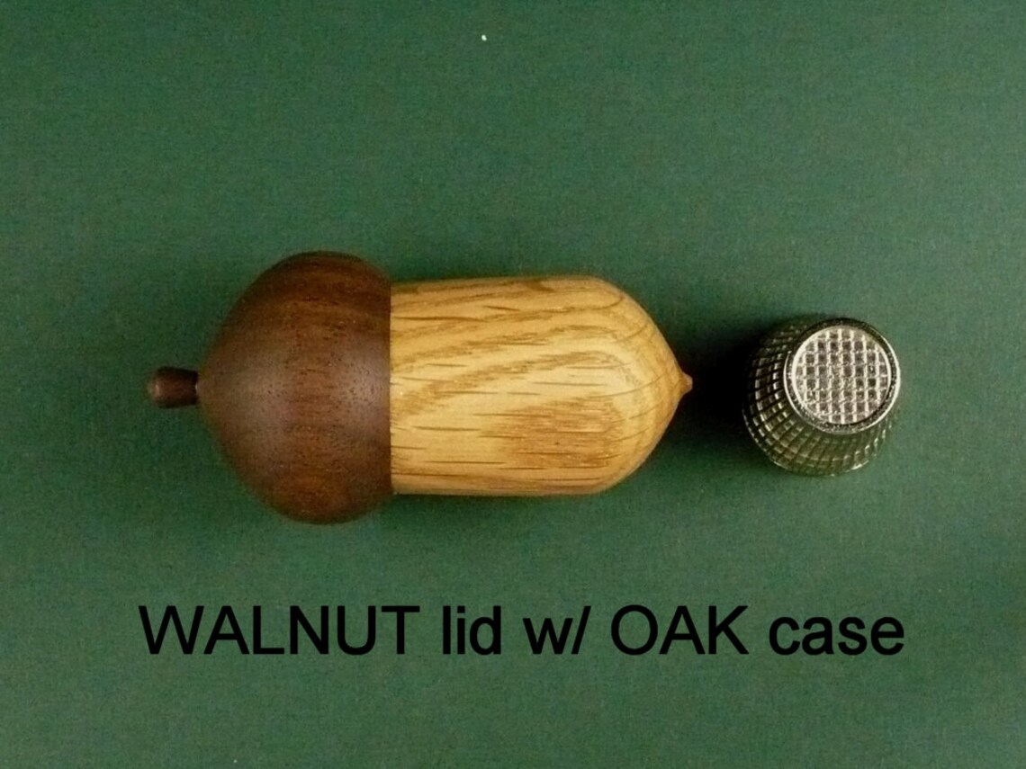 Long and Short Acorn Needle Cases and Acorn Thimble Case Set. | Etsy