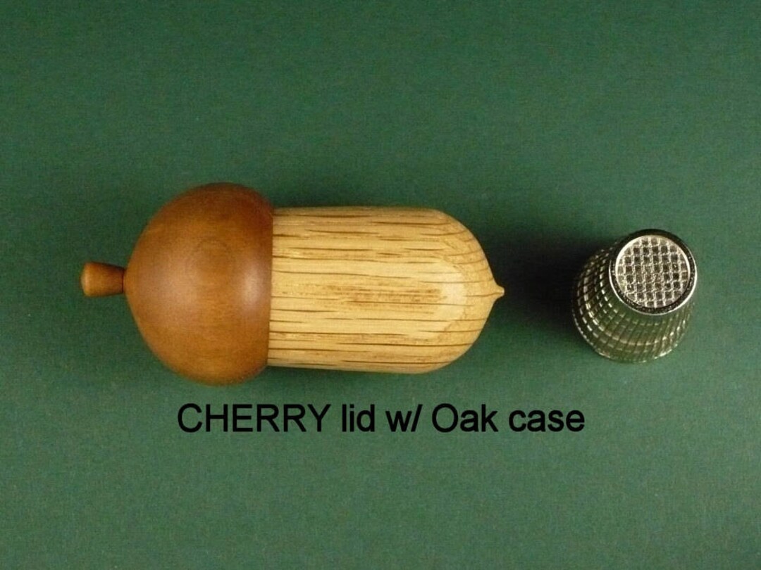 Wood Acorn Thimble Case With CHERRY Lid and OAK Case. - Etsy