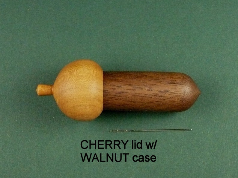 Acorn Needle Case Short and Acorn Thimble Case Set. Cherry Lid and ...