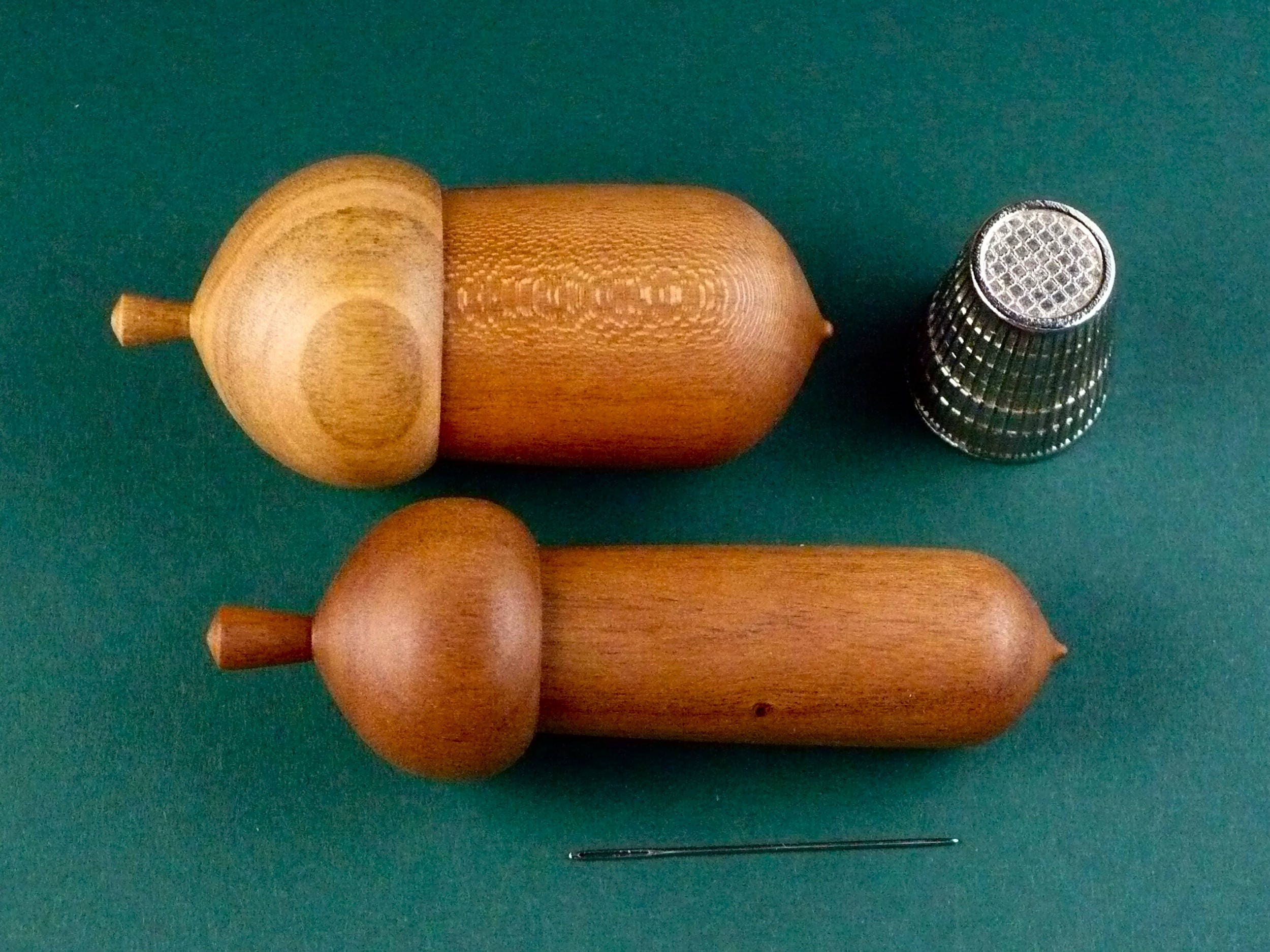 Acorn Needle Case Short and Acorn Thimble Case Set. Cherry Lid and ...
