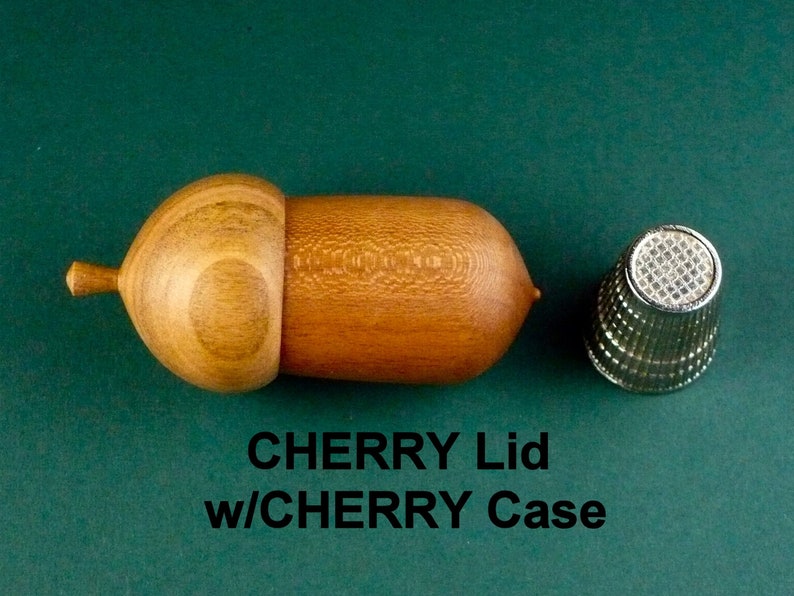 Wood ACORN Thimble Case With a Cherry Lid and Cherry Case. - Etsy