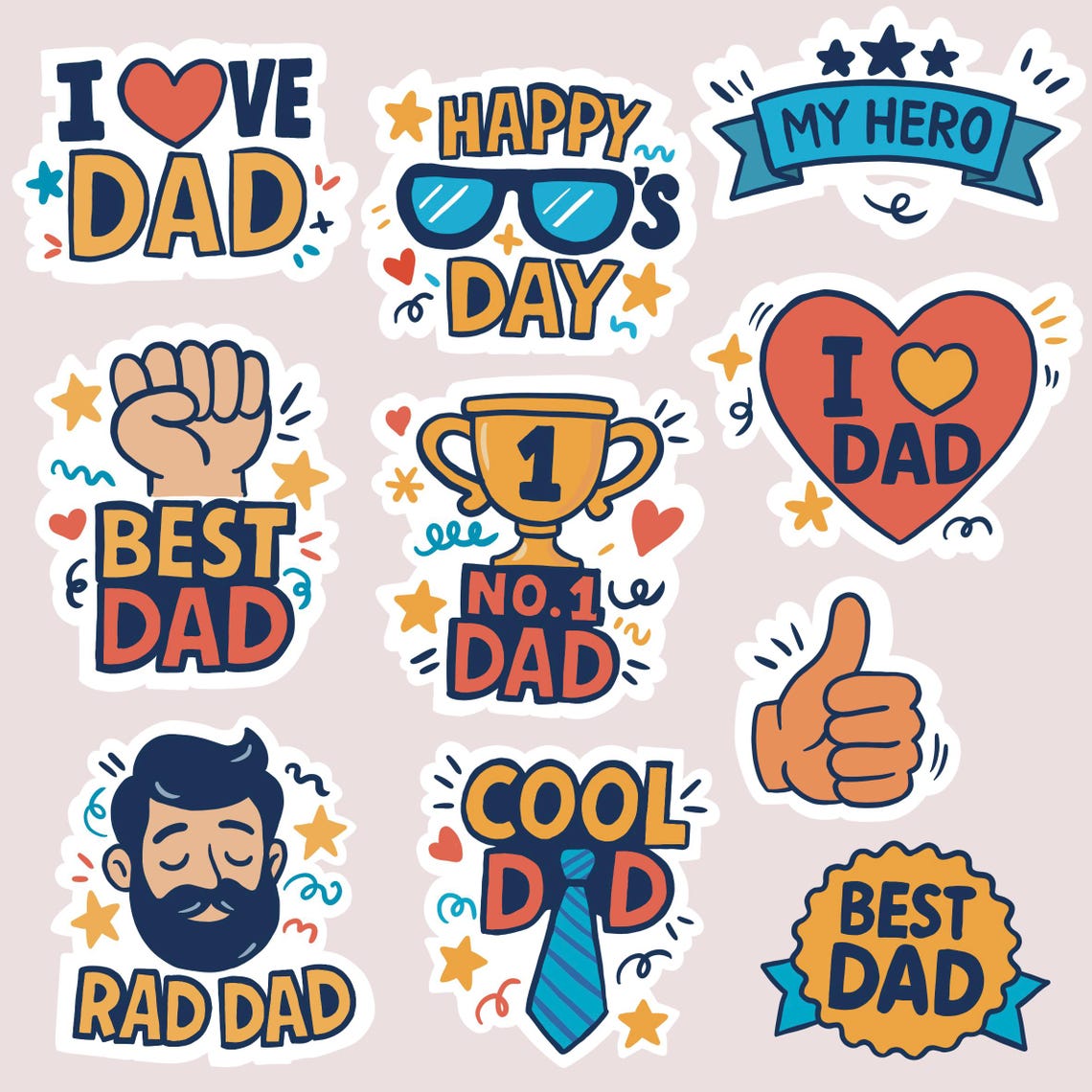 Father’s Day Sticker Set – Funny and Cute Dad Stickers, Printable ...