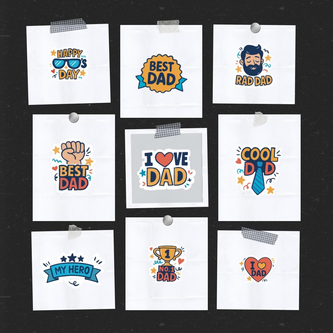 Father’s Day Sticker Set – Funny and Cute Dad Stickers, Printable ...