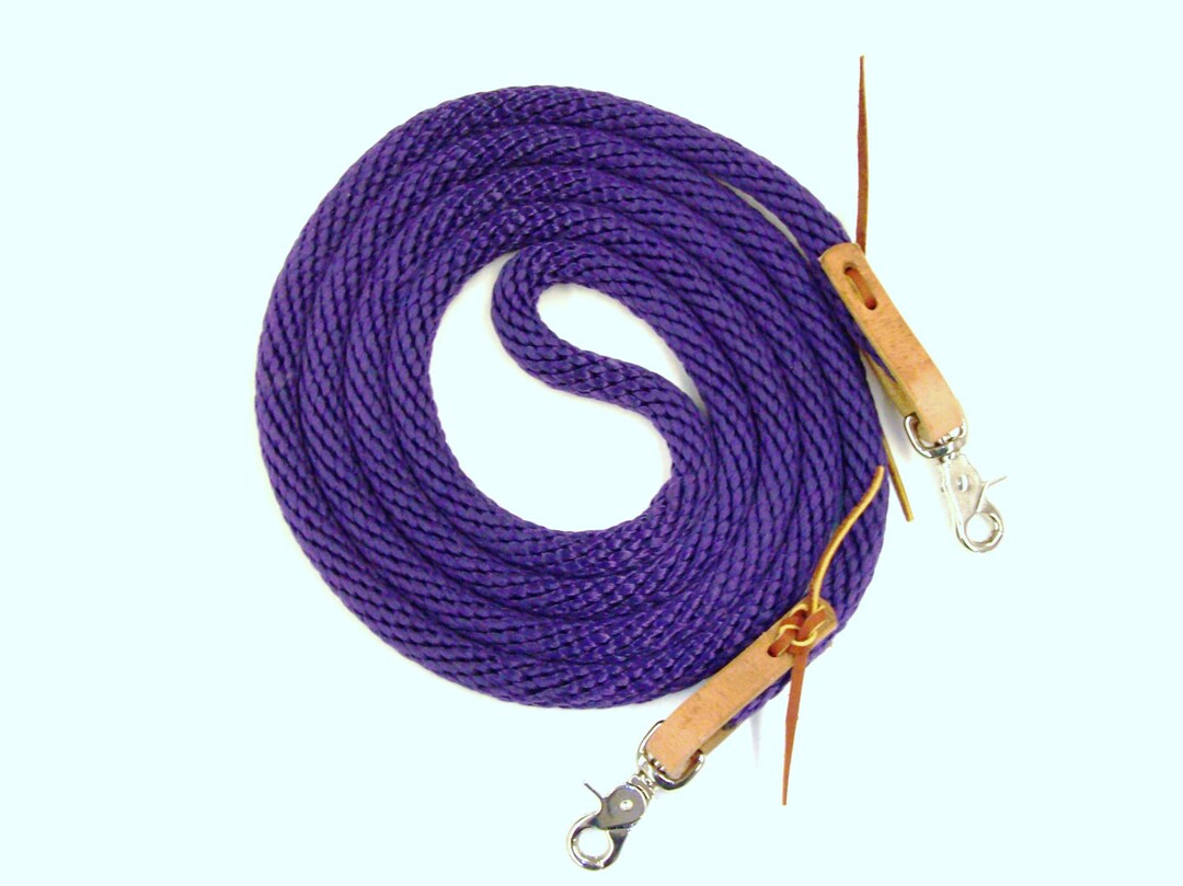 Poly Rope Trail Endurance Reins W Leather Water Tie Ends, Snaps U Pick ...