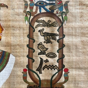 Pintura de Cleopatra, reina de Egipto, sobre papel de papiro, pintada a ...