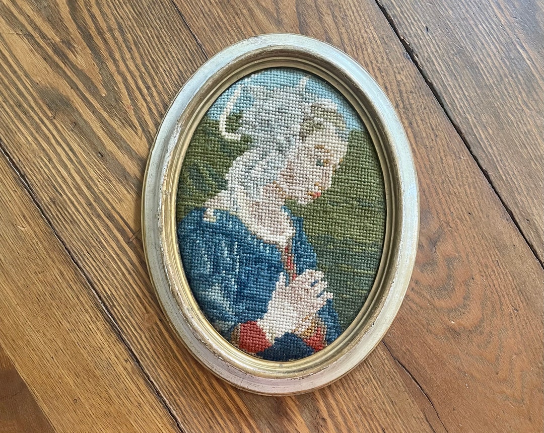 Needlepoint Madonna by Lippi in Italian Florentine Oval Plastic Resin ...
