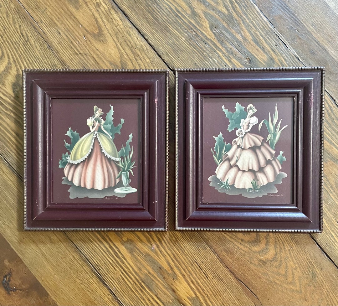 1940s Turner Prints: Victorian Crinoline Ladies in Wooden Frames - Etsy