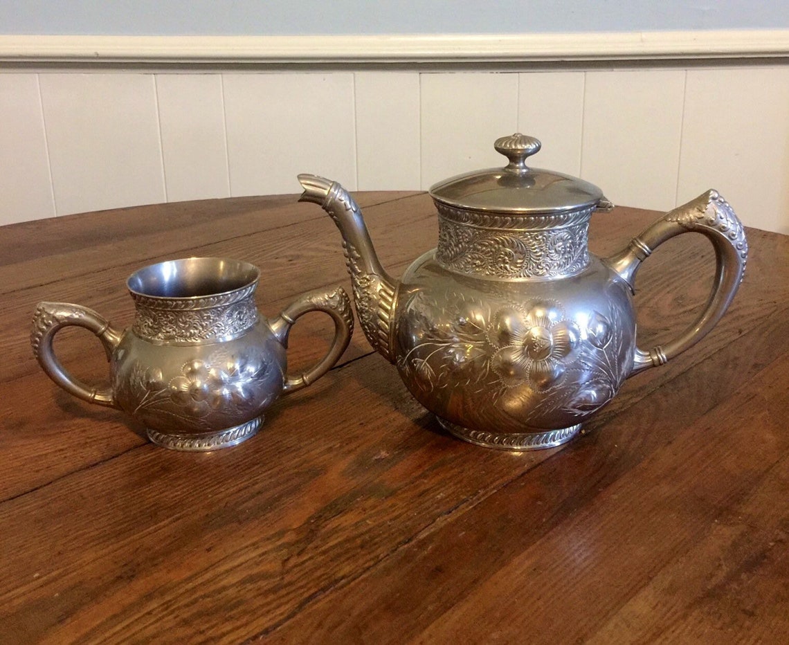 Antique Meriden Silver Tea Set Coffee Pot Teapot Sugar Creamer - Etsy