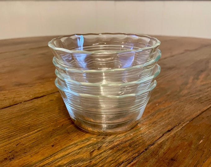 Set of 4 Corning-pyrex 6 Oz Clear Glass Ramekins Custard Cups Dessert ...