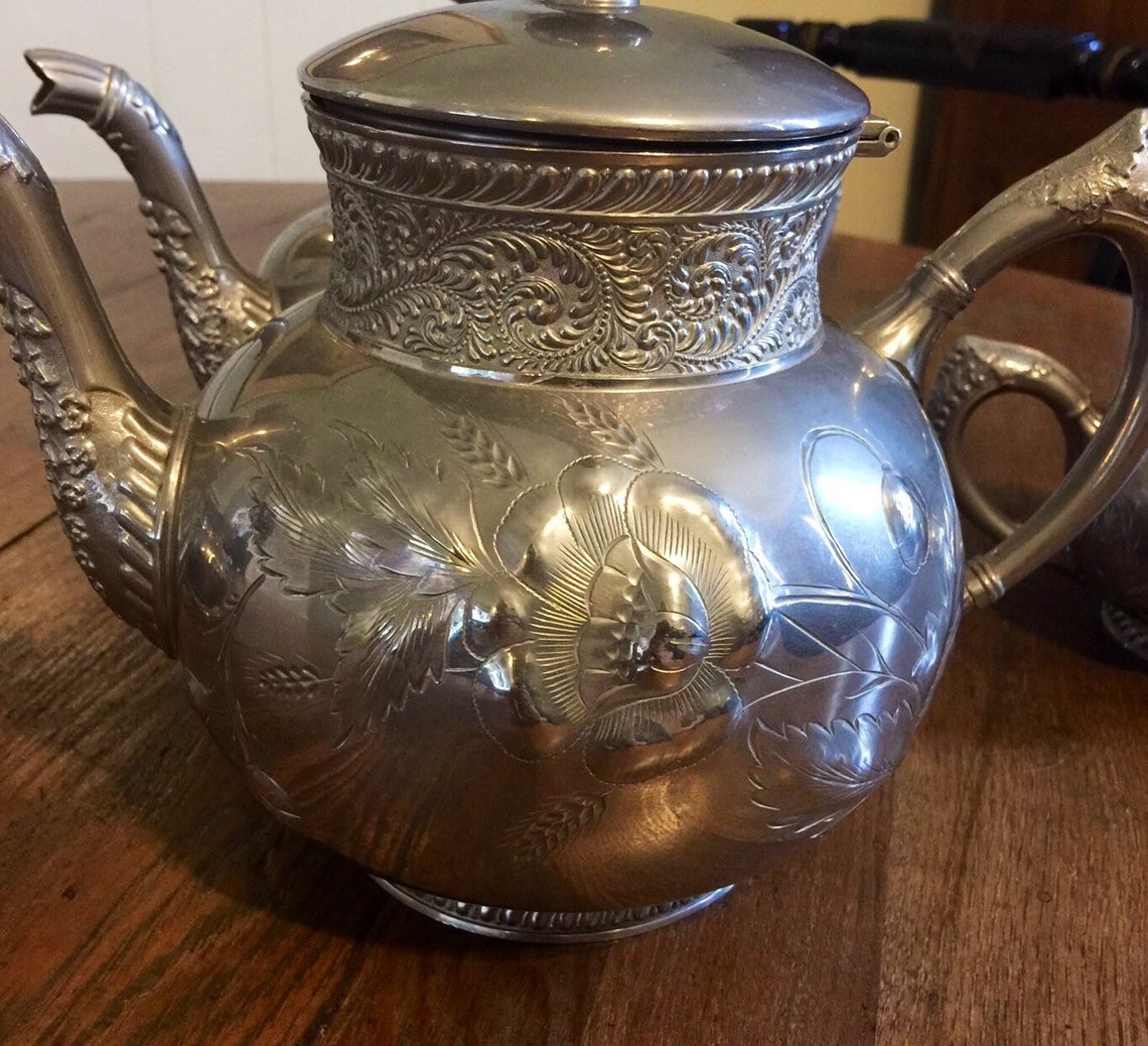 Antique Meriden Silver Tea Set Coffee Pot Teapot Sugar Creamer - Etsy