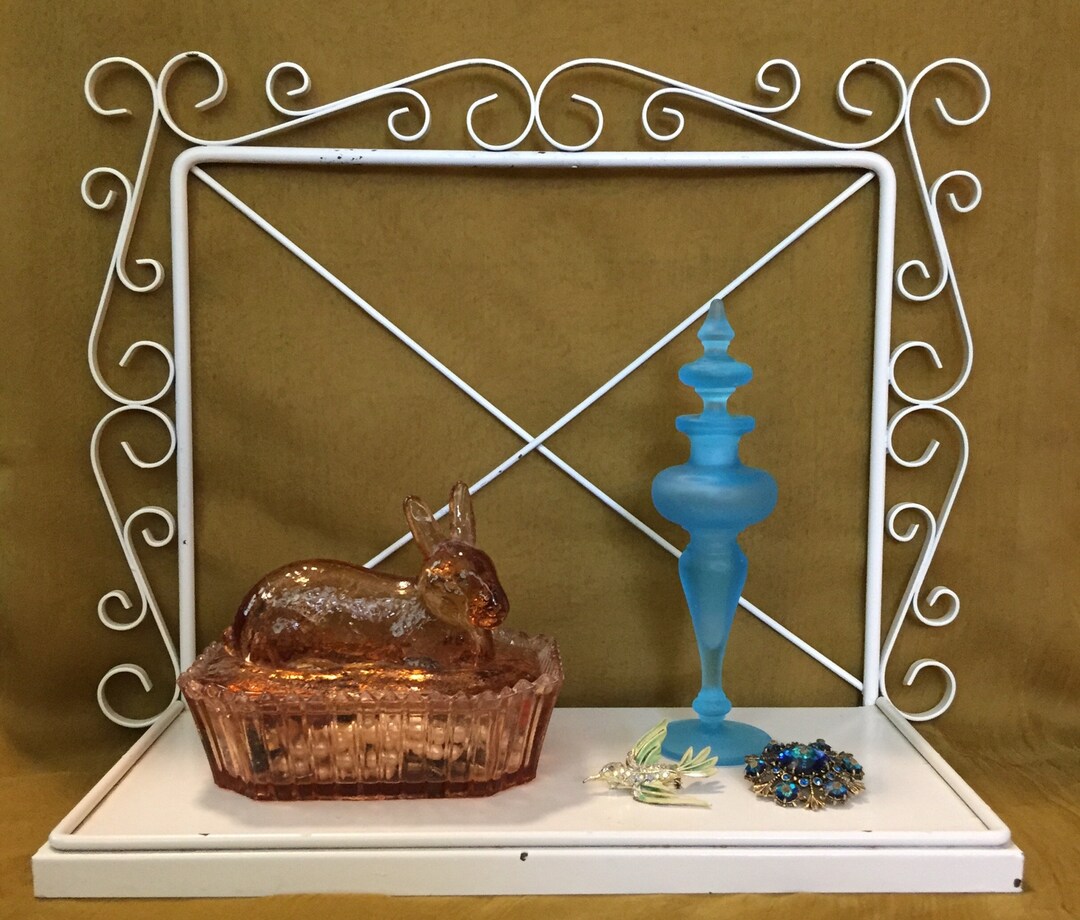 White Metal Wall Shelf Shelving Organizer Boho Bohemian Country Cottage ...