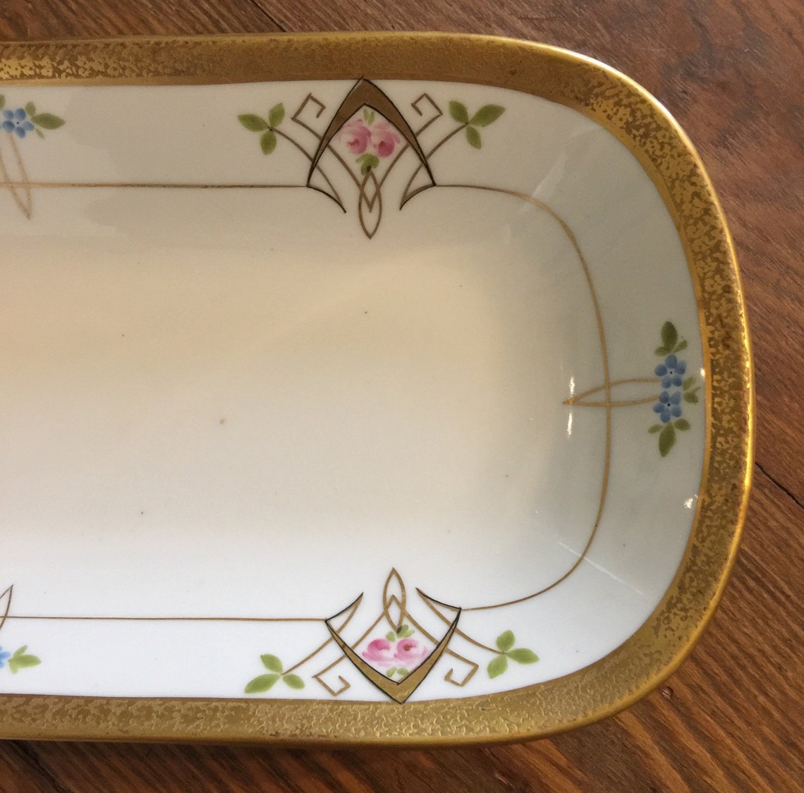 Antique WA Pickard China Long Serving Bowl Hand Painted Design - Etsy