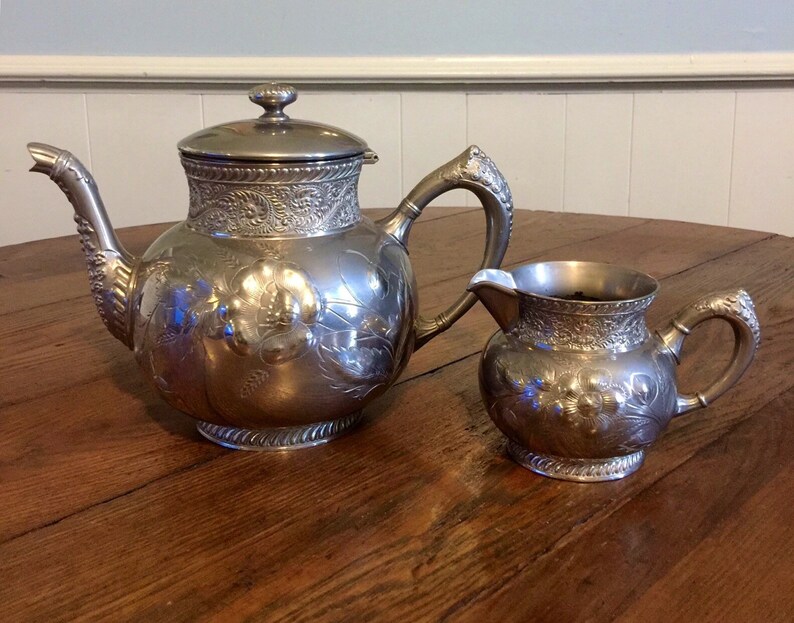 Antique Meriden Silver Tea Set Coffee Pot Teapot Sugar Creamer - Etsy