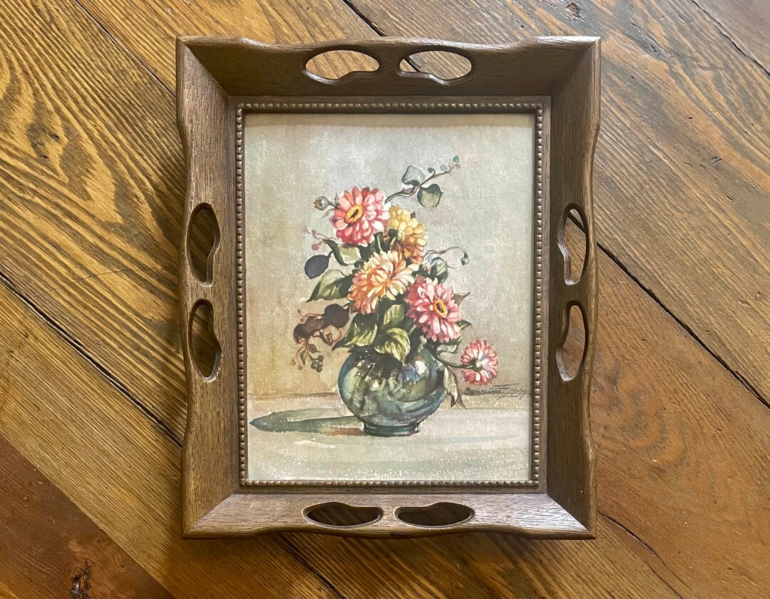 Countess Zichy Floral Still Life Lithographic Cardboard Print in Faux ...