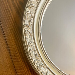 Round Wall Mirror With Creamy White and Gold Molded Plastic Frame ...