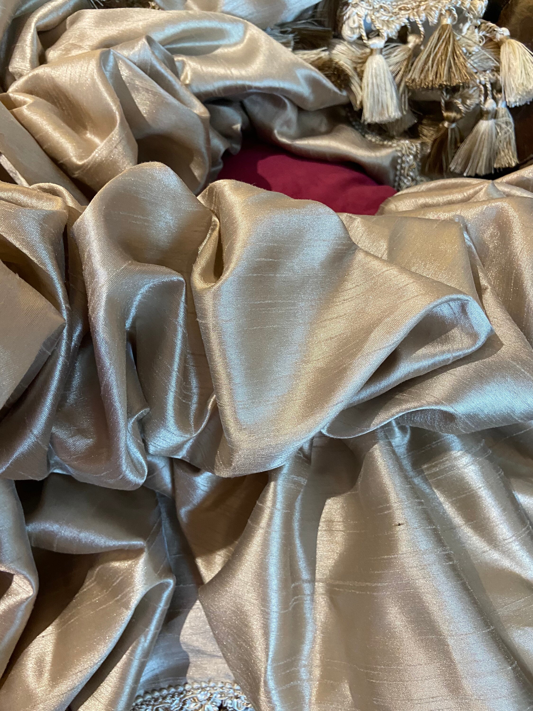Stunning Window Valance Puff Ball Heading With Tassels in Pale Gold ...