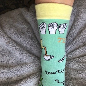 ASL Tea Socks, Sign Language Socks, ASL Socks, Socks, Sign Language ...