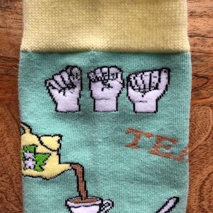 ASL Tea Socks, Sign Language Socks, ASL Socks, Socks, Sign Language ...