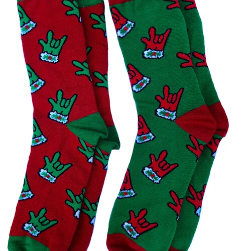 Christmas ILY Socks Mismatch Option Too Sign Language Socks - Etsy