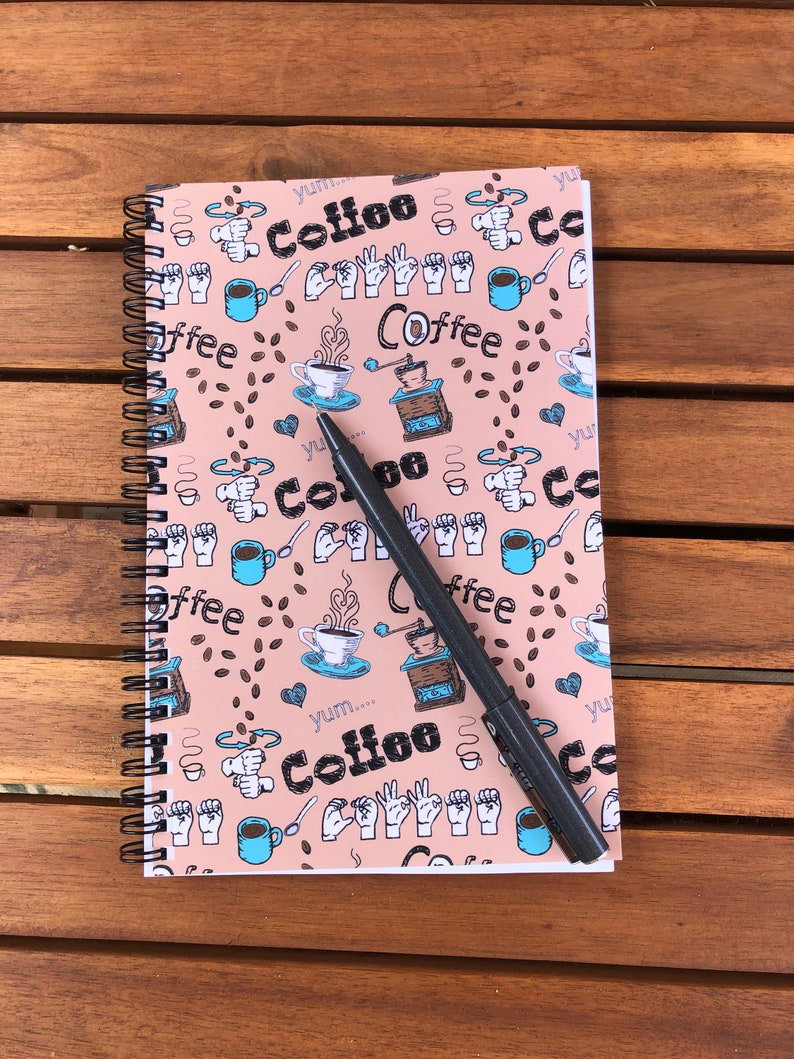 ASL Flip Coffee & Tea Spiral Notebook - Etsy