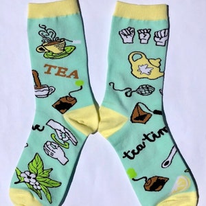 ASL Tea Socks sign language socks ASL socks socks sign | Etsy