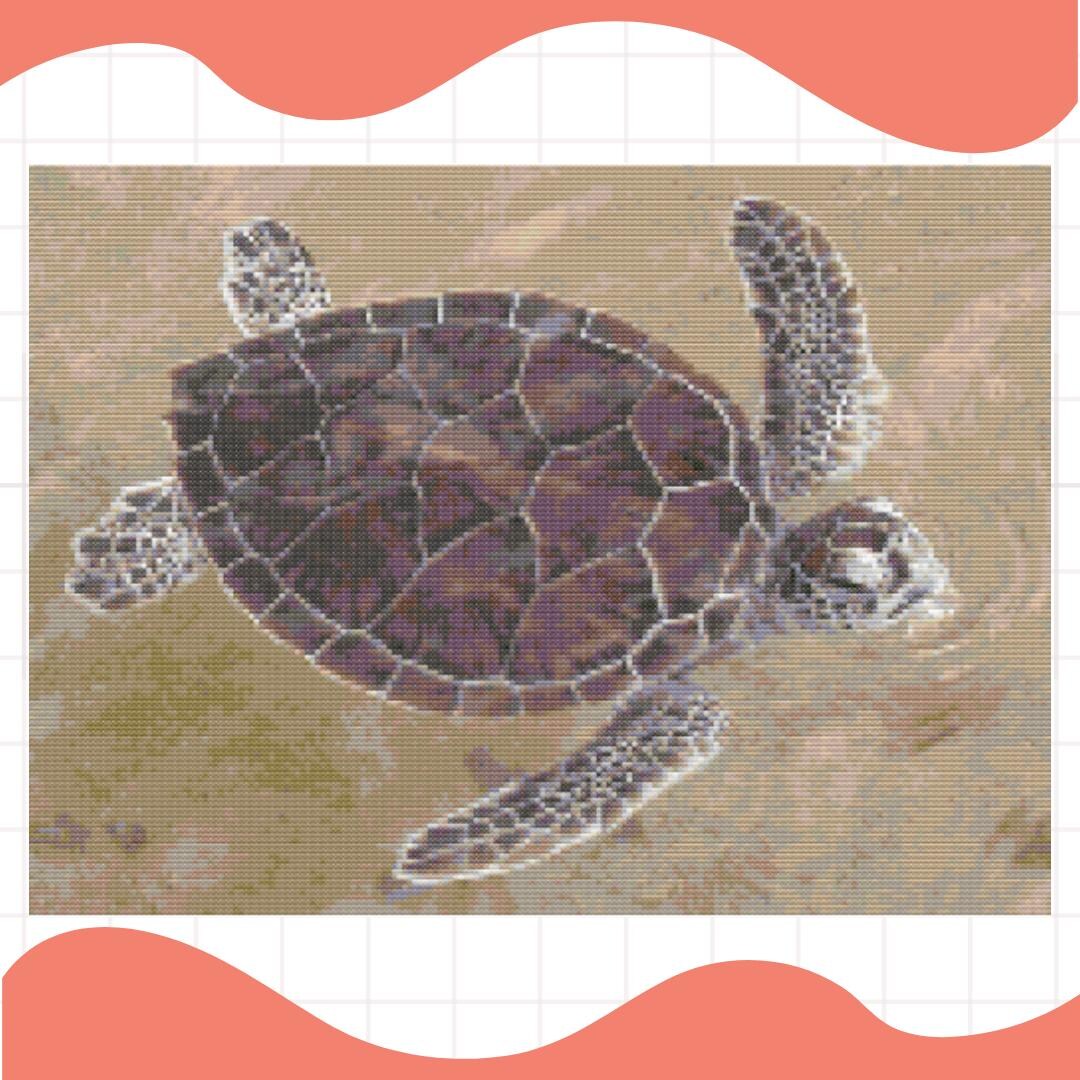 Baby Sea Turtle Cross Stitch Full Color Pattern Chart 200x147 Stitches ...