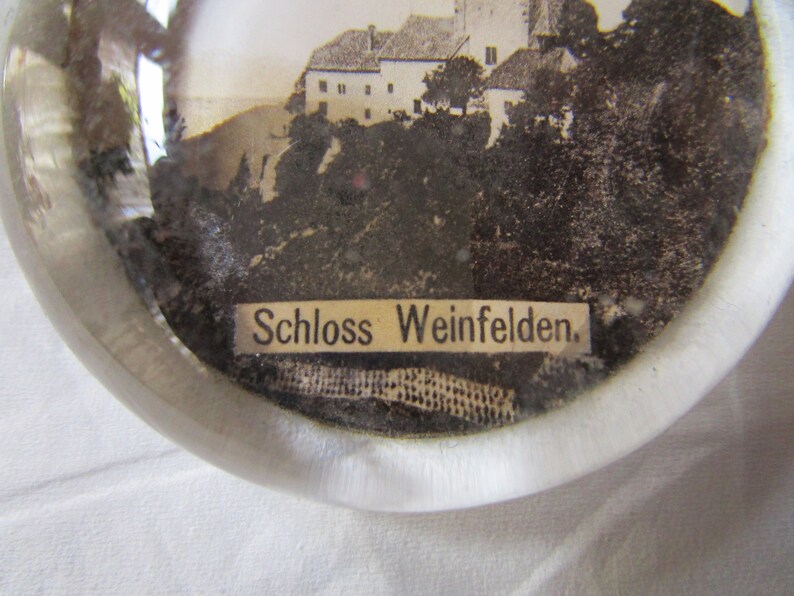 Antique 2-1/8" Round Glass Paperweight, SCHLOSS WEINFELDEN, Switzerland ...