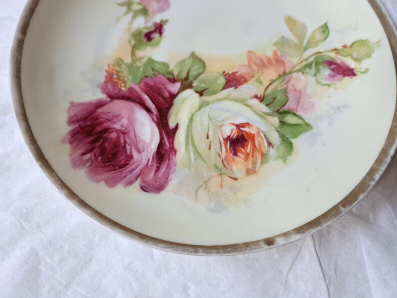 Three Crown China Germany 6" Coupe Plate, Hand Painted Roses, Gold Trim ...