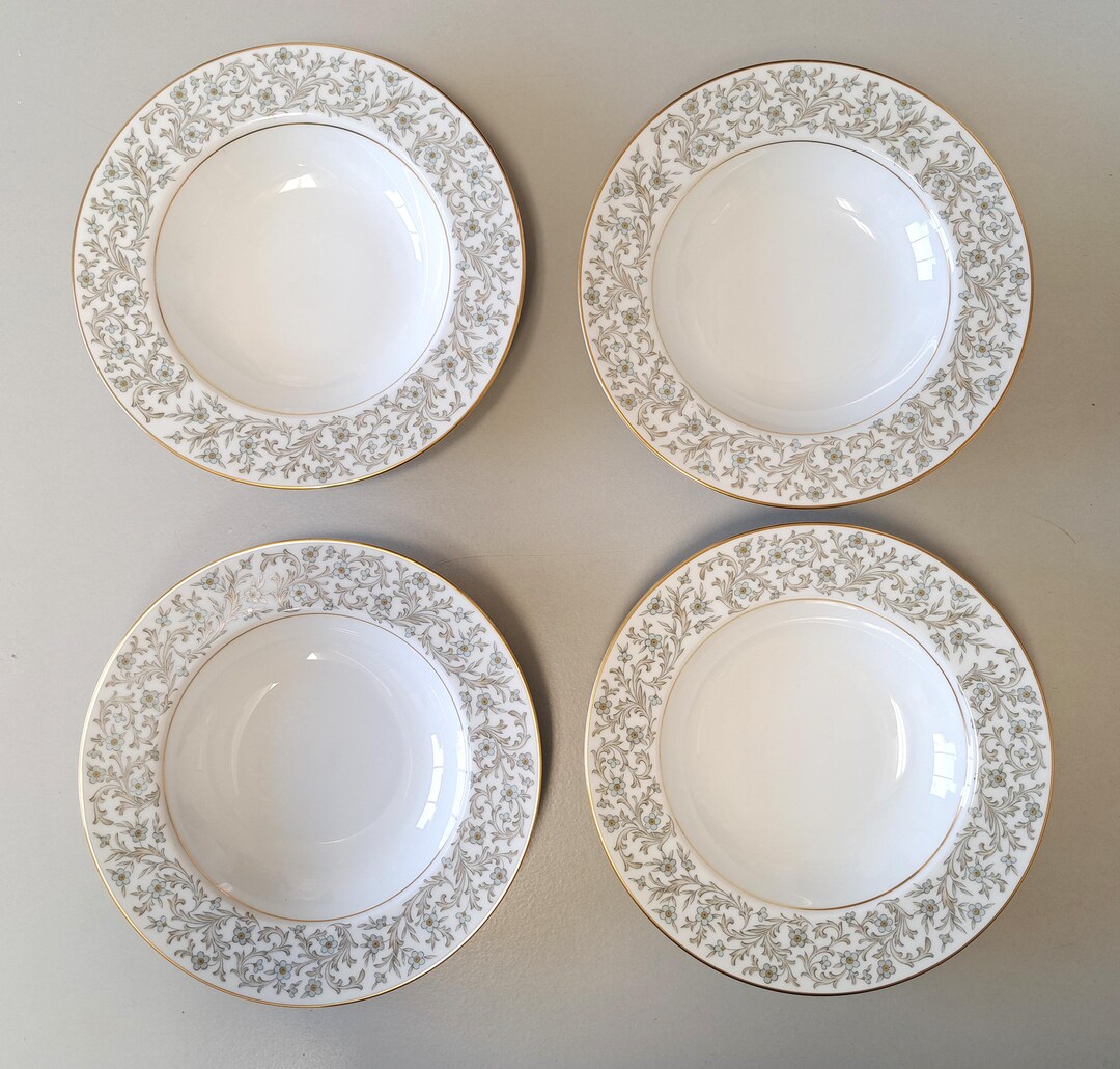Noritake Nippon Toki Kaisha Set of 4 Rim Soup Bowls, DOVER, Blue ...