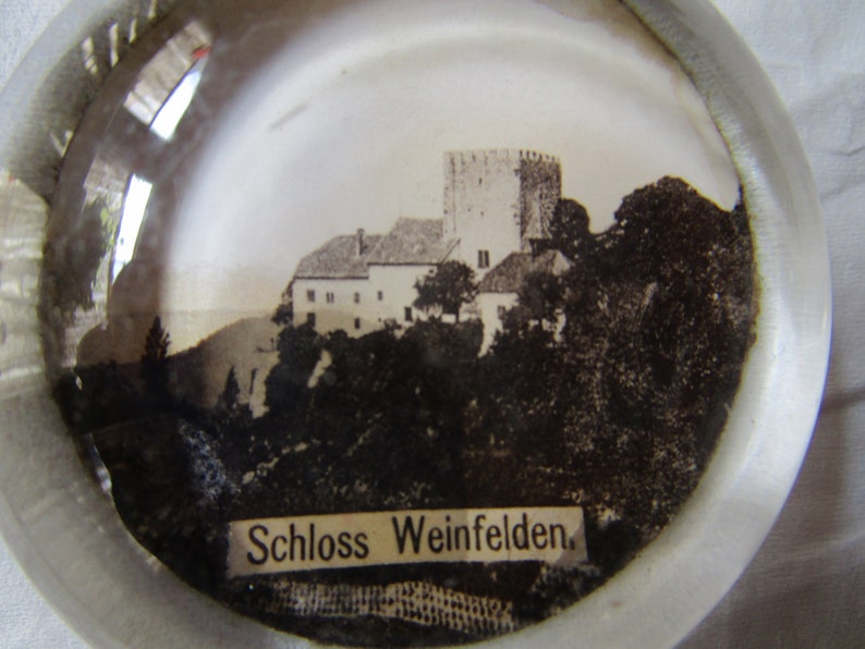 Antique 2-1/8" Round Glass Paperweight, SCHLOSS WEINFELDEN, Switzerland ...