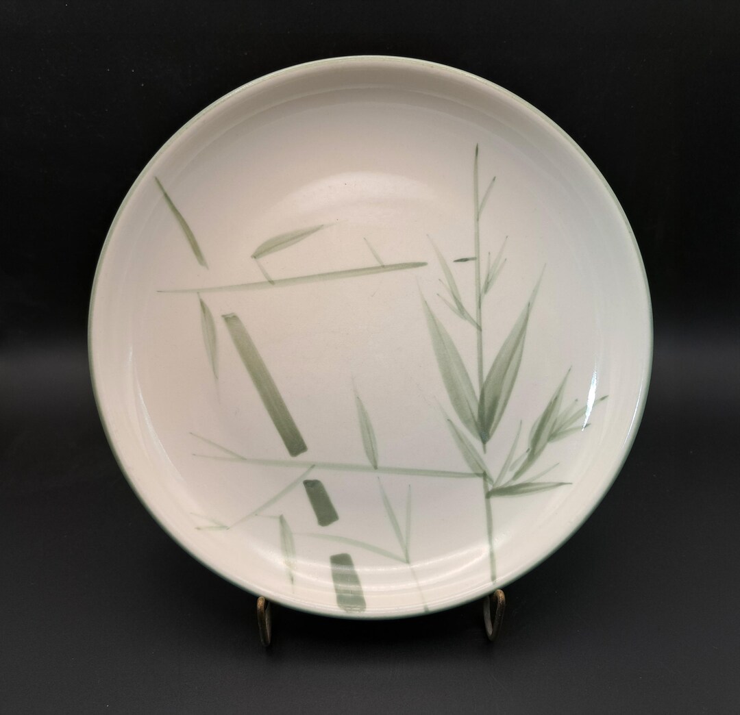 4 Winfield Green Round Coupe-shape BAMBOO 7.5" Salad Plates, 1940s ...