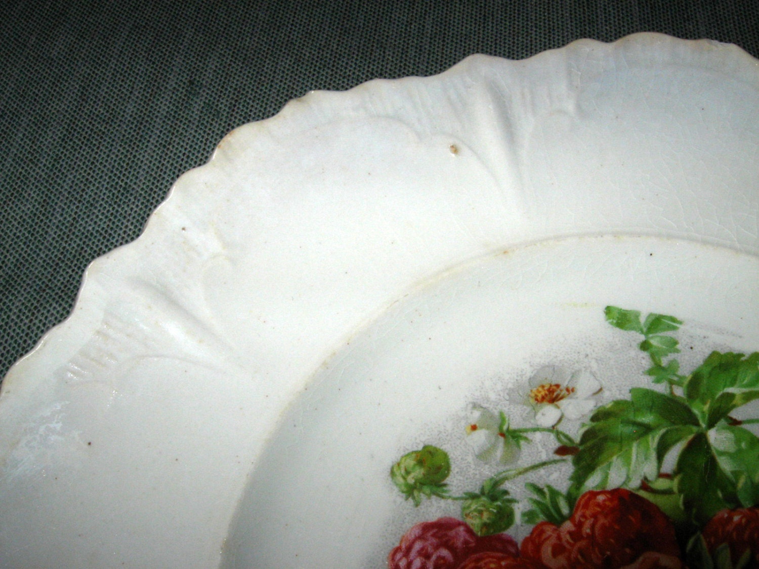 10 1/8 inch Antique Whiteware Dinner Plate Red Strawberries | Etsy