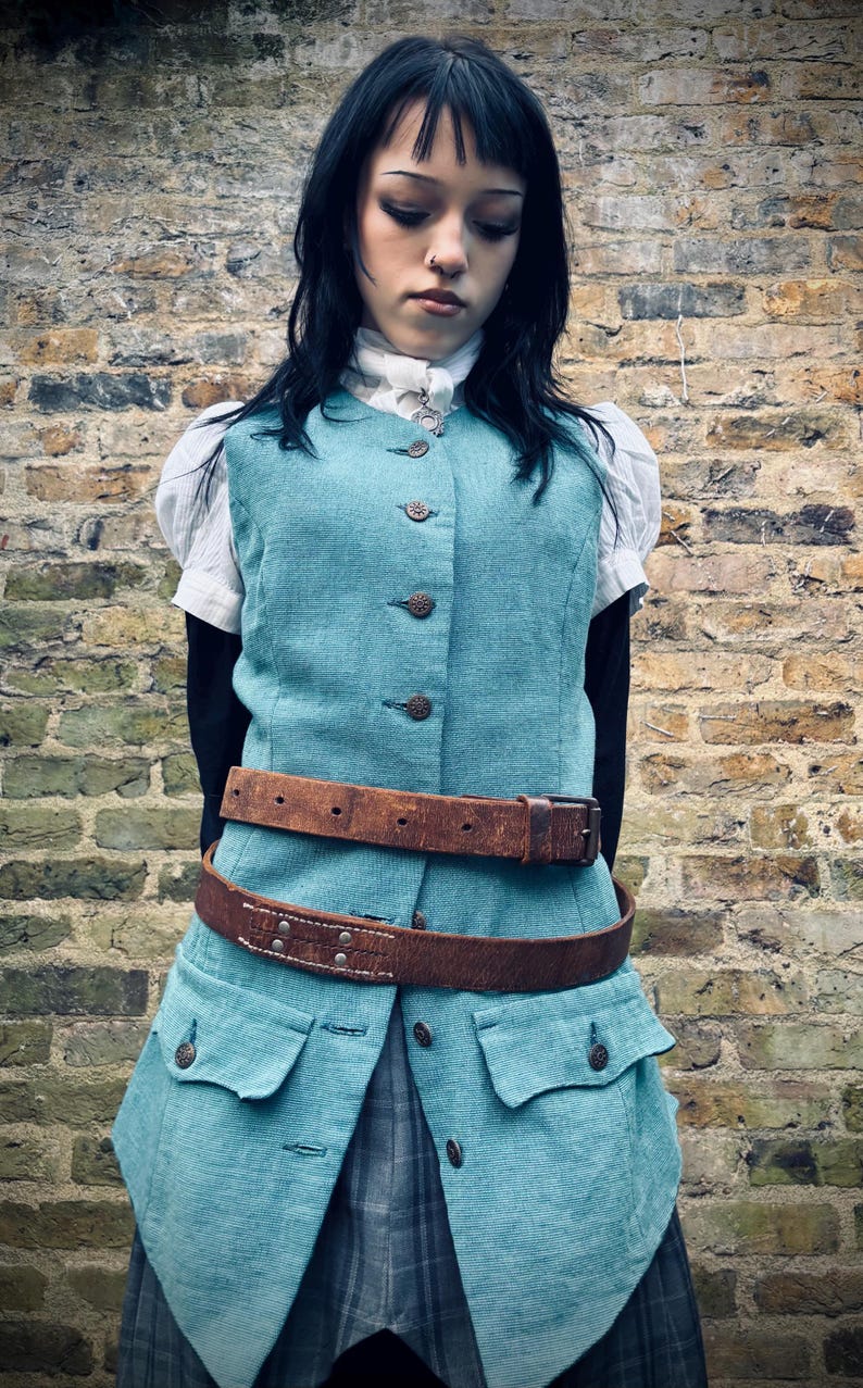 Steampunk Pirate Victorian LARP Ladies Long Fronted Button up Waistcoat ...