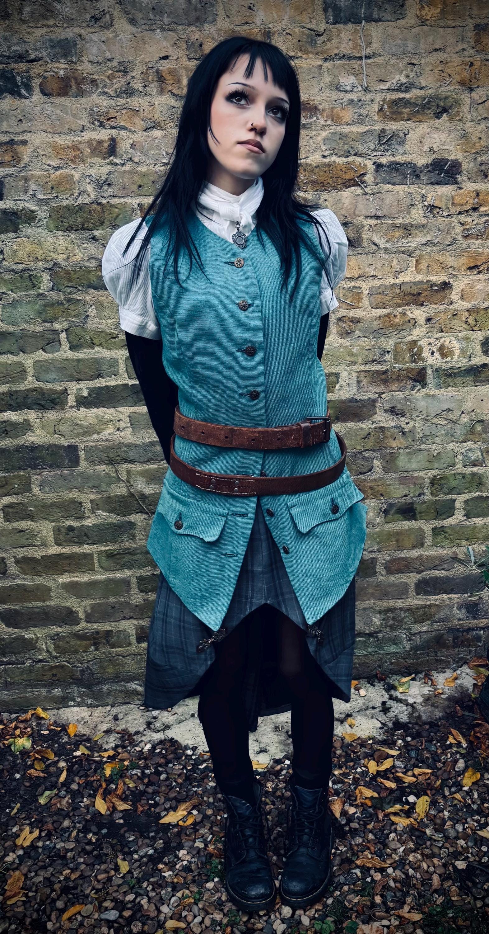 Steampunk Pirate Victorian LARP Ladies Long Fronted Button up Waistcoat ...