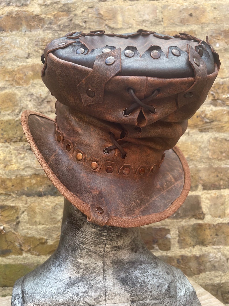 Steampunk LARP 'mad Hatter' Real Leather Top Hat - Etsy