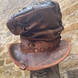 Steampunk LARP 'mad Hatter' Real Leather Top Hat - Etsy