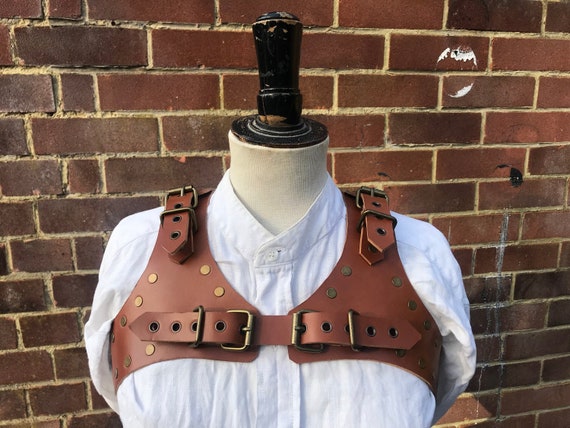 Steampunk LARP Victorian Bondage Real Leather Chest Harness | Etsy