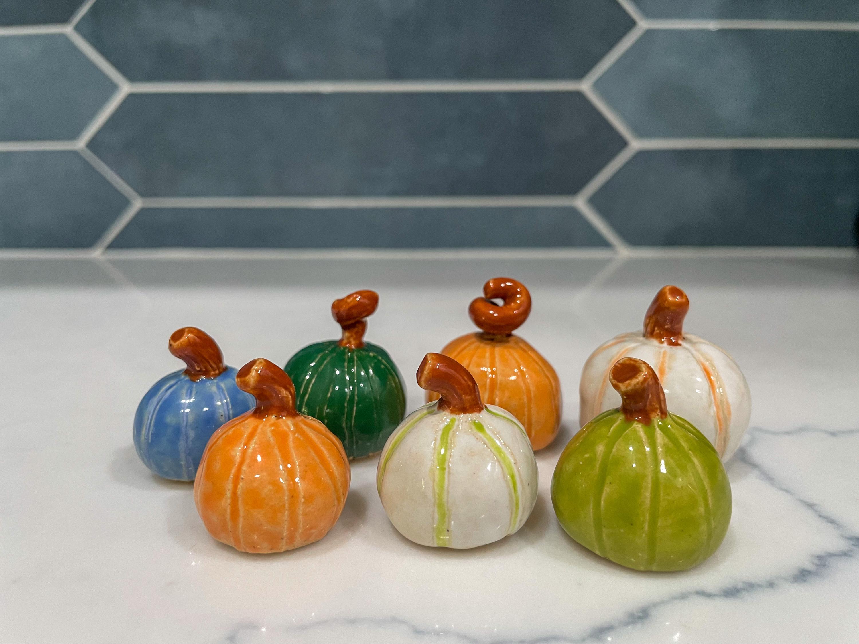 Hand Built Set of Ceramic Mini Pumpkins - Etsy