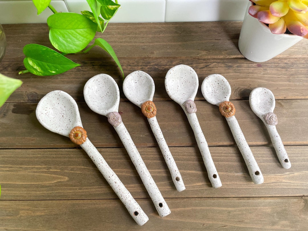 Hand Built Ceramic Soup Spoons Rustic Pottery Spoons Stoneware Spoons ...