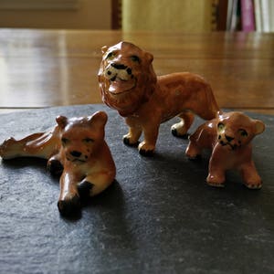 3 VTG Mini Lion Family Miniature Feline Animal Figurines Porcelain ...