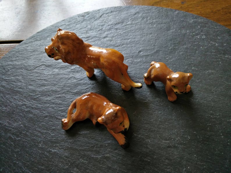 3 VTG Mini Lion Family Miniature Feline Animal Figurines - Etsy