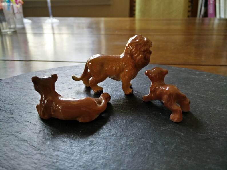 3 VTG Mini Lion Family Miniature Feline Animal Figurines - Etsy