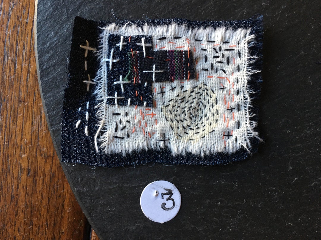 Japanese Boro Textile Art Mini Small Layered Patch Embroidery Primitive ...