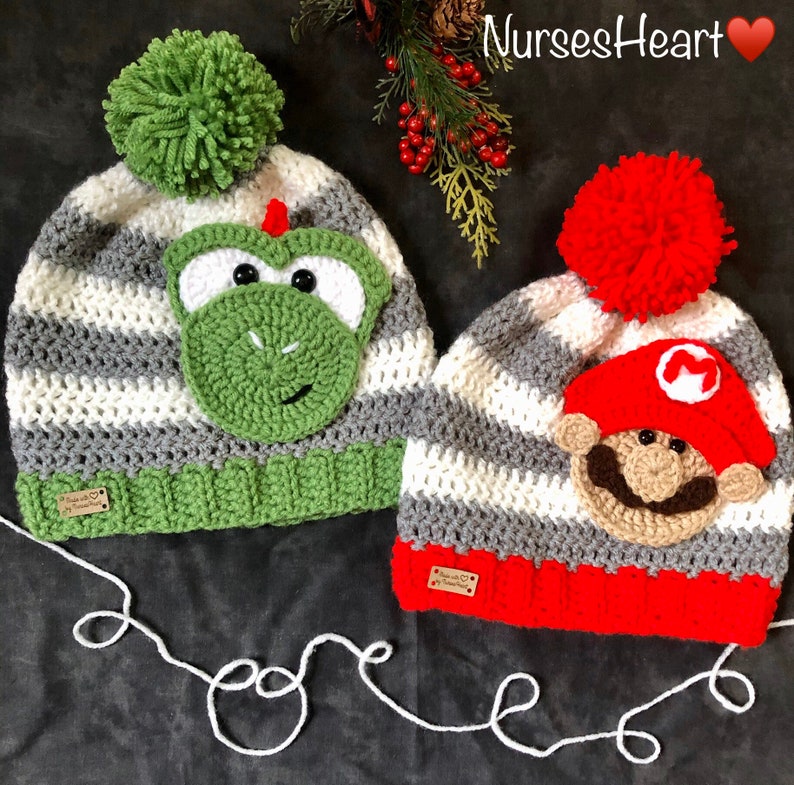 Mario/luigi/kids Winter Hat/ Winter Cap/ Beanie/ Gift/ Kids/ Yoshi ...