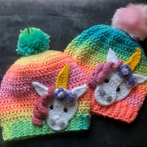 Unicorn Rainbow Winter Hat Kid Winter Cap Child Attire Toddler Hat ...