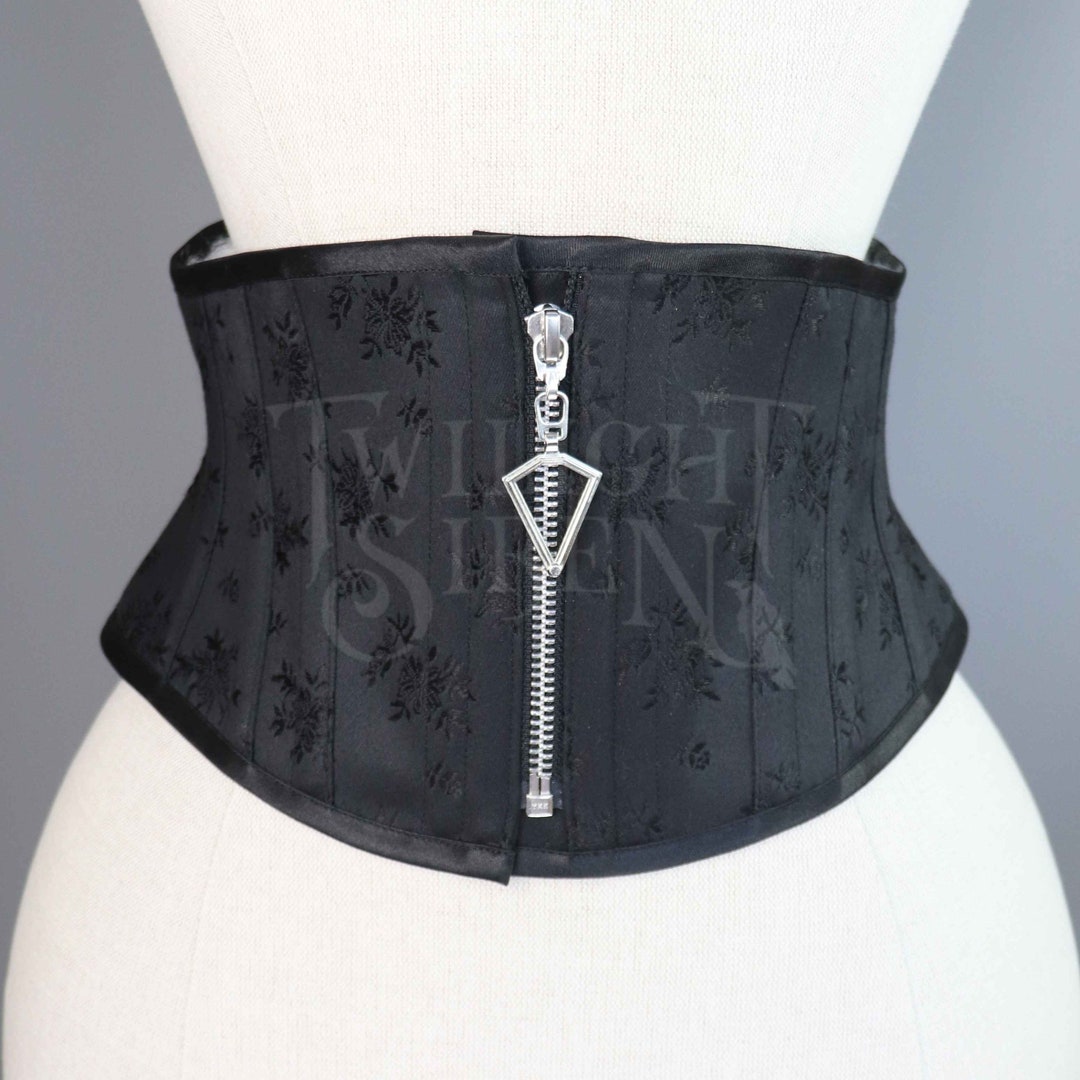 23 INCH Waist Steel Boned Corset / Zip Fastening Corset Belt / Black ...
