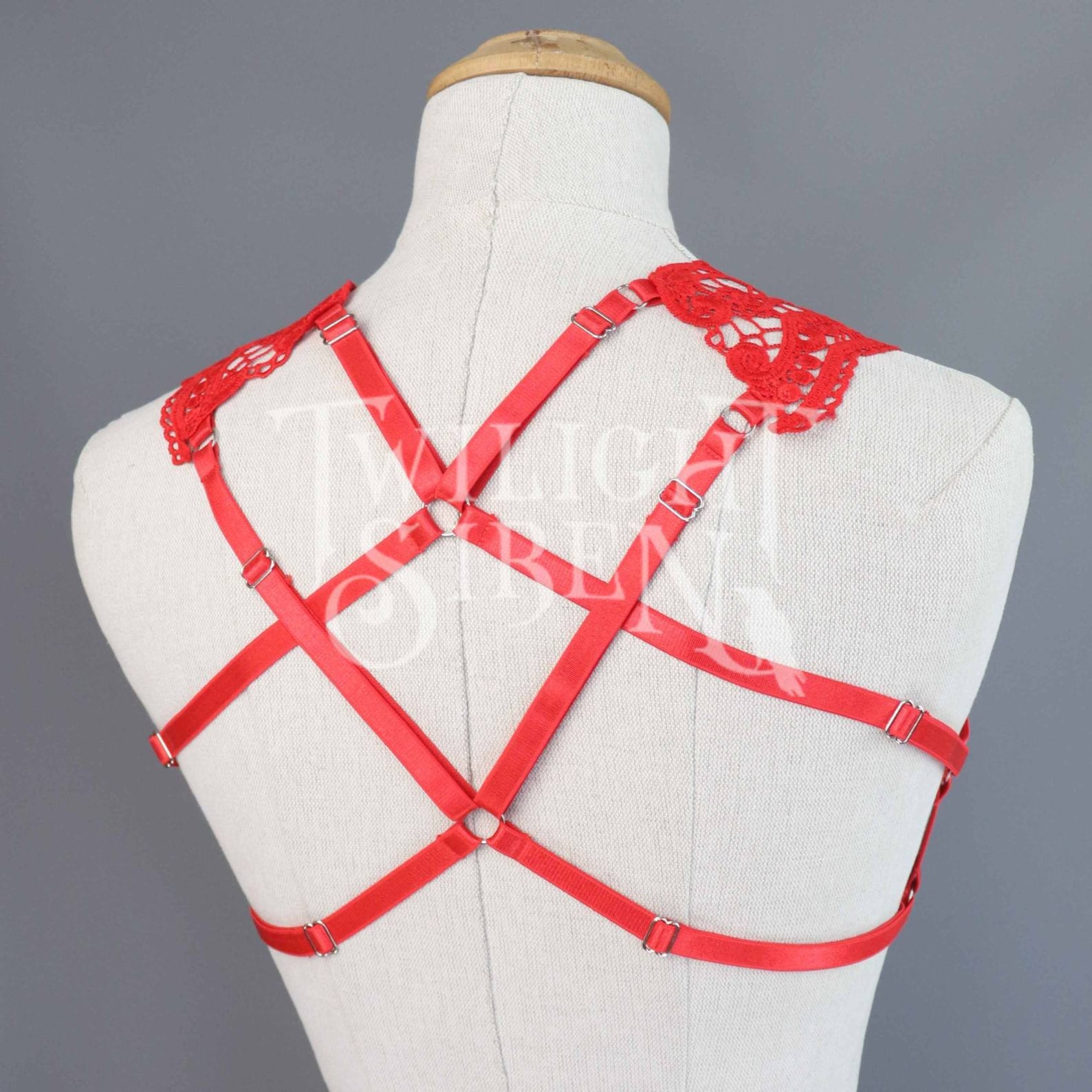 LACE BODY HARNESS Lingerie / Red Lace Elastic Strap Harness / - Etsy