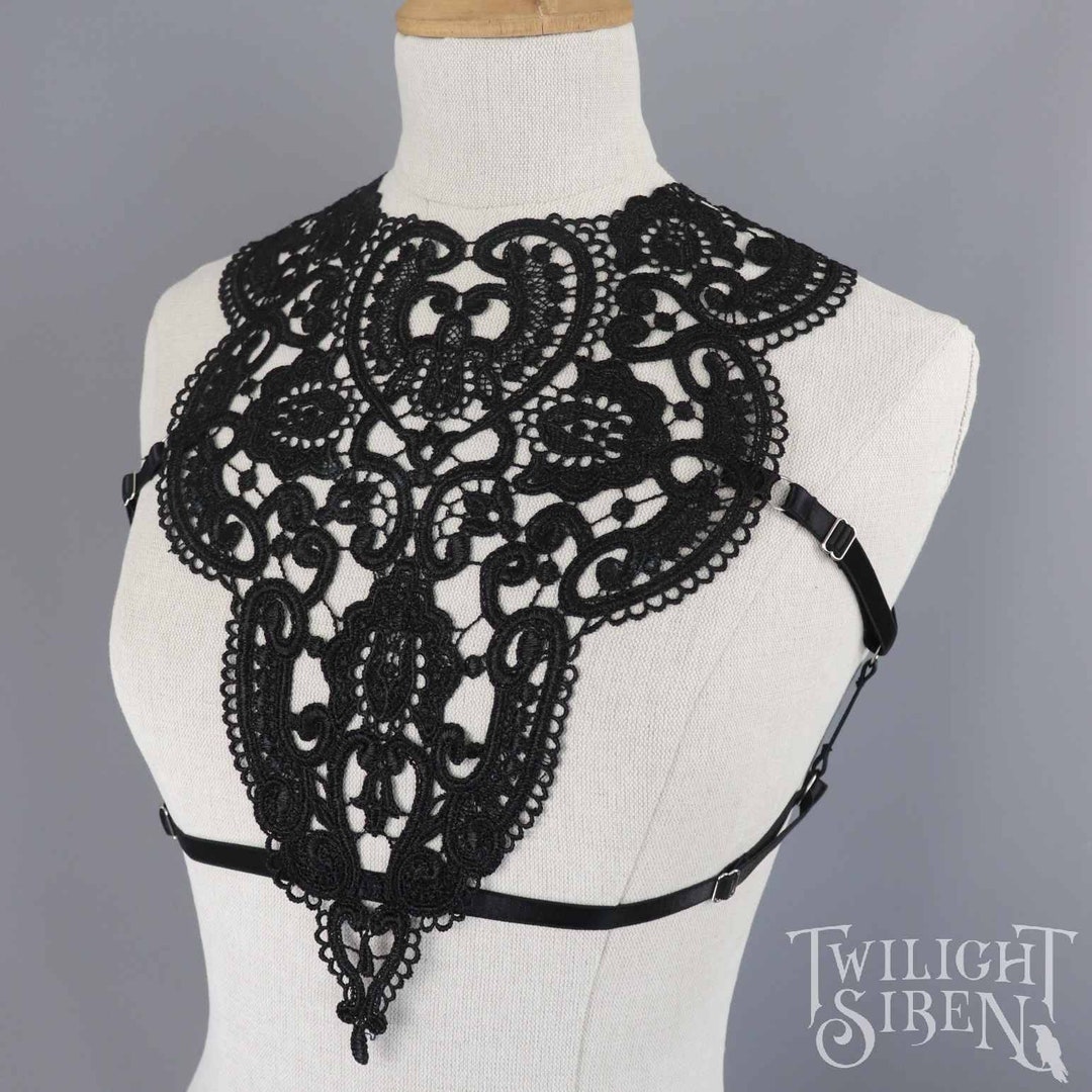 LACE BODY HARNESS Lingerie / Black Lace Elastic Strap Harness - Etsy