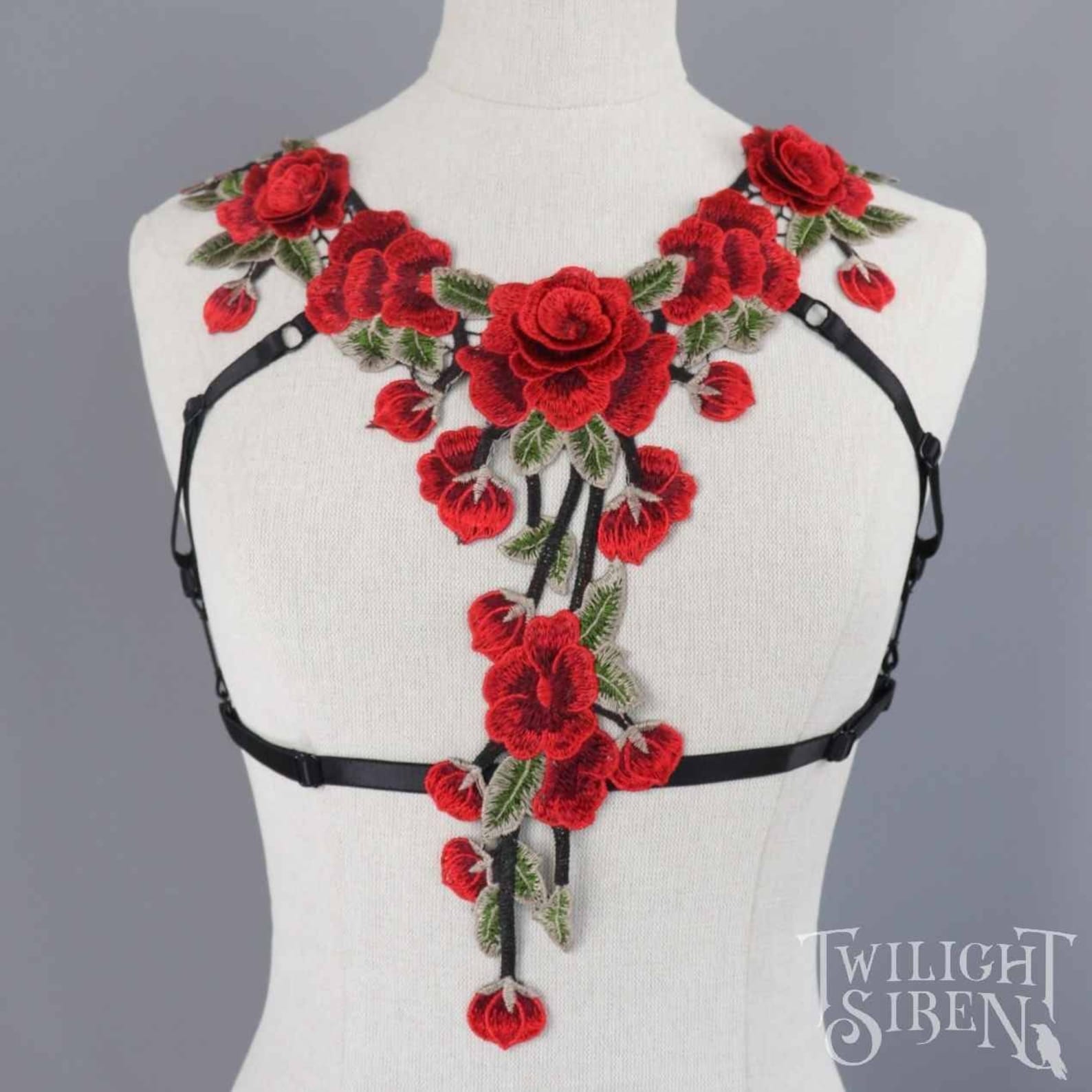 LACE BODY Harness / Rose Lace Harness / Floral Harness Bra / - Etsy