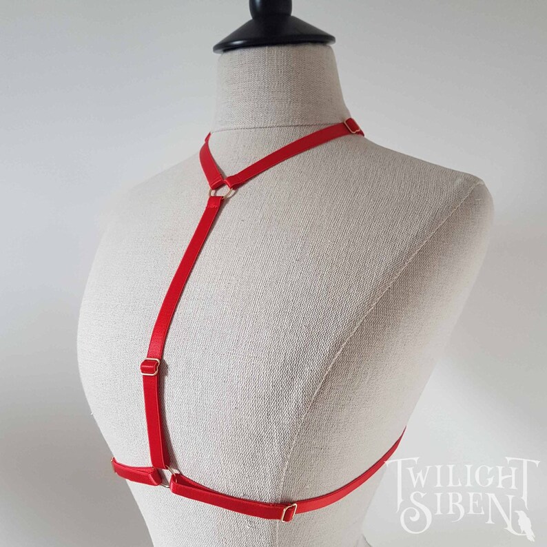BODY HARNESS LINGERIE / red elastic harness / cage bra | Etsy